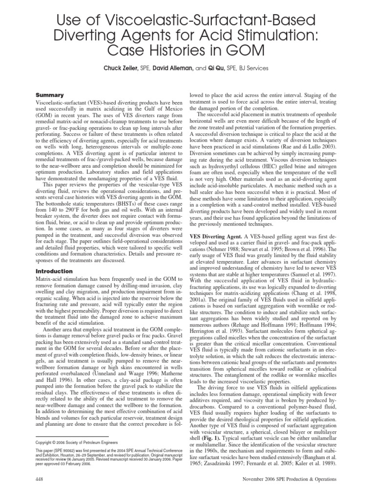 Use of Viscoelastic-Substant-Based Diverting Agents For Acid ...