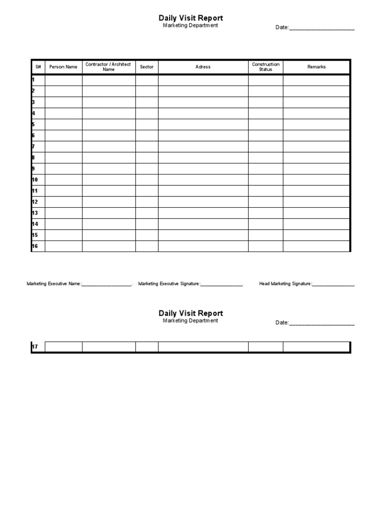 Daily Marketing Visit Report Template | PDF | Real Estate Law | Engineering