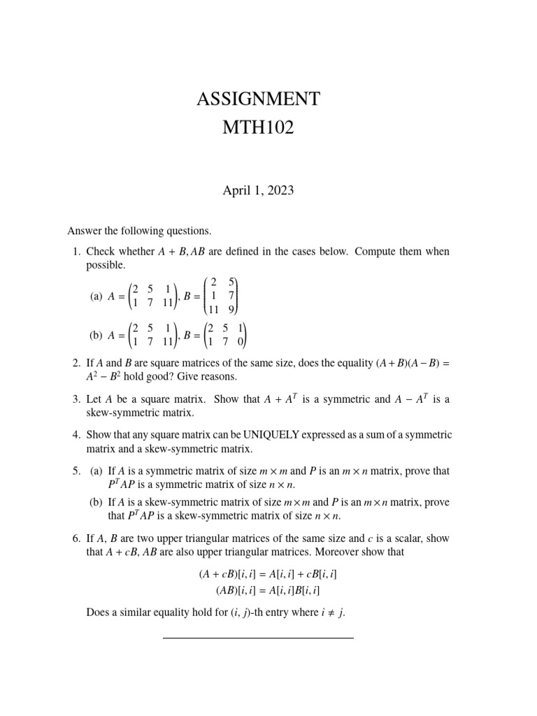Assignment MTH102: April 1, 2023 | PDF