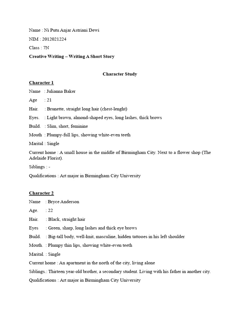 Short Story Creative Writing | PDF