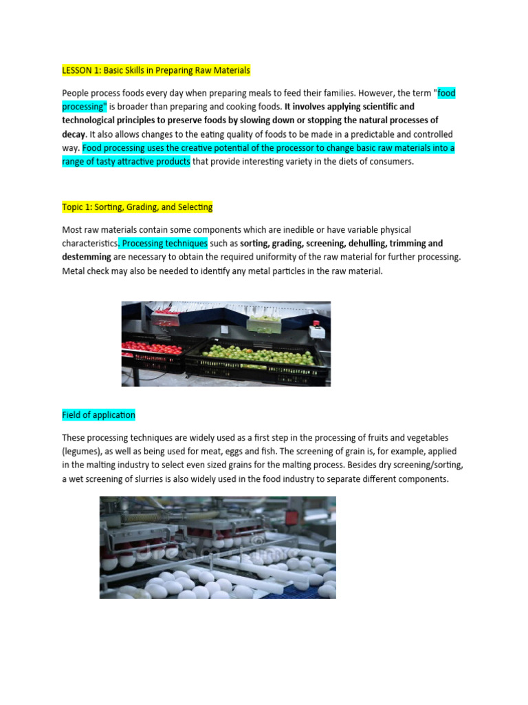 UNIT 3-LESSON 1 - Basic Skills in Preparing Raw Materials | PDF | Foods | Egg As Food