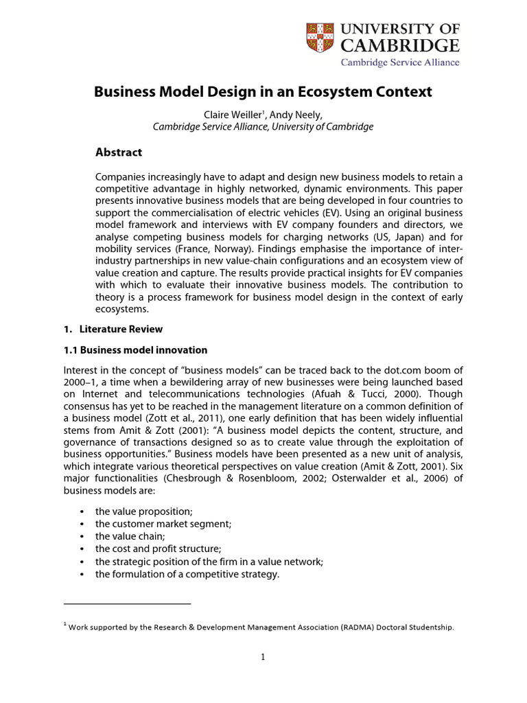 4.1 Business Model Design in An Ecosystem Context | PDF | Electric ...