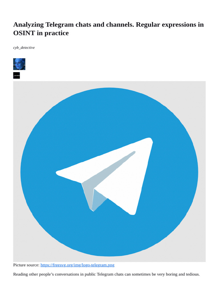 Analyzing Telegram Chats and Channels. Regular Expressions in OSINT in Practice by Cyb ...