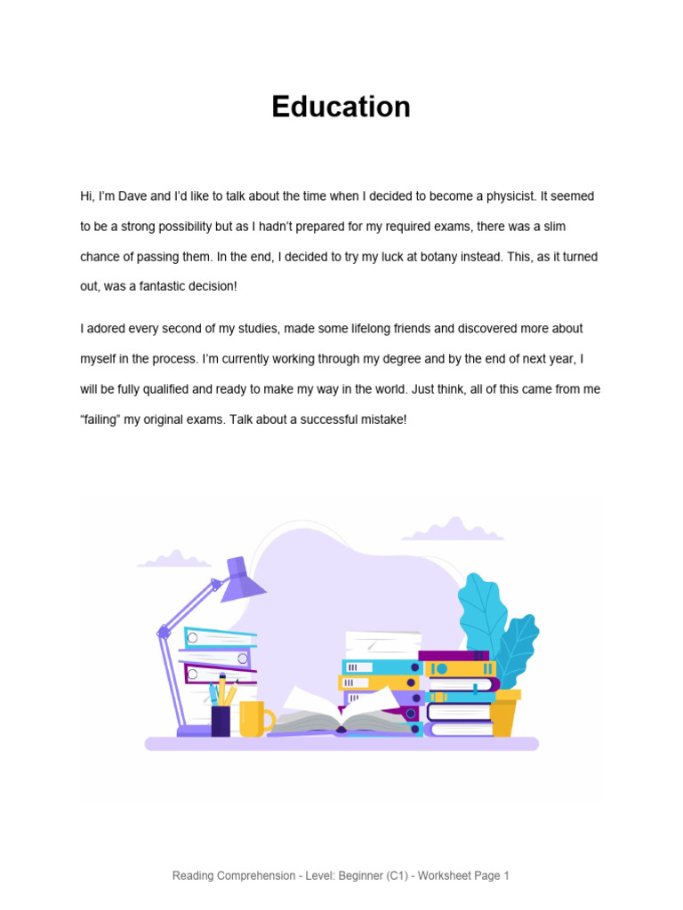 C1 Reading Comprehension Worksheet | PDF