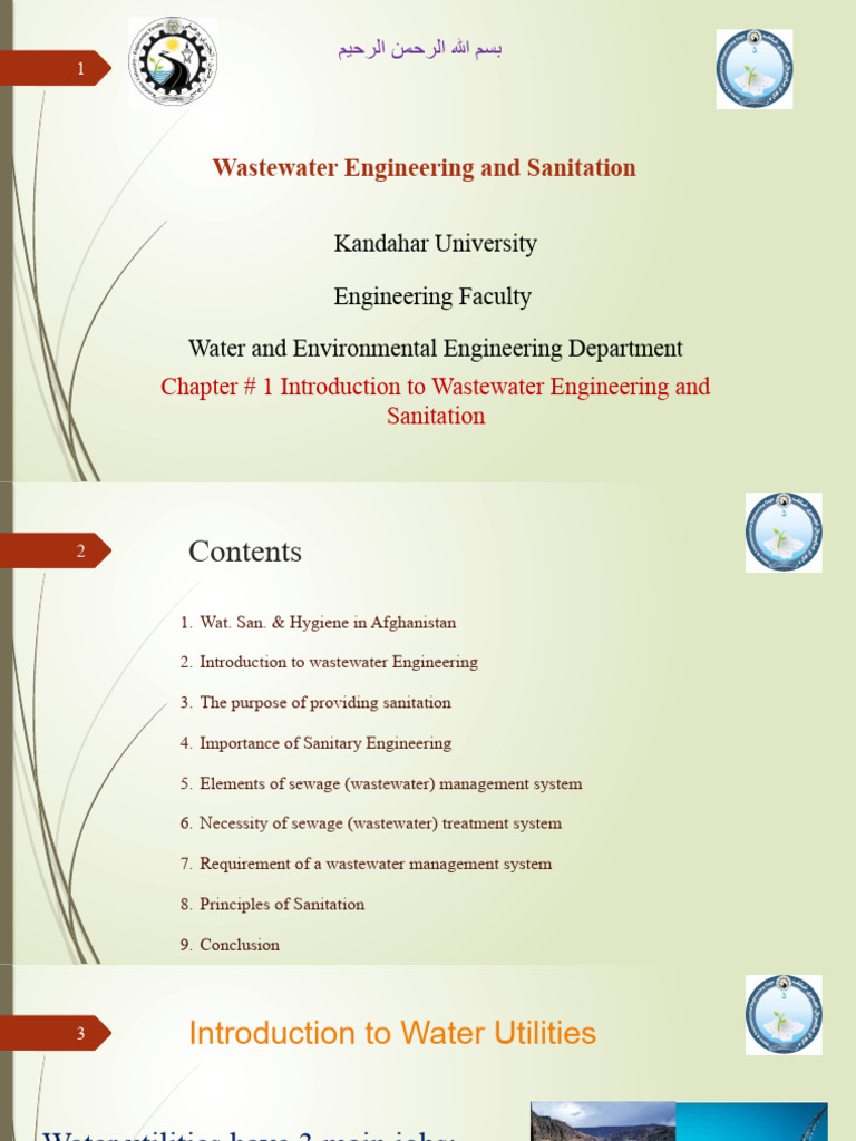 Lecture No 1 Introduction | PDF | Sewage Treatment | Sanitation