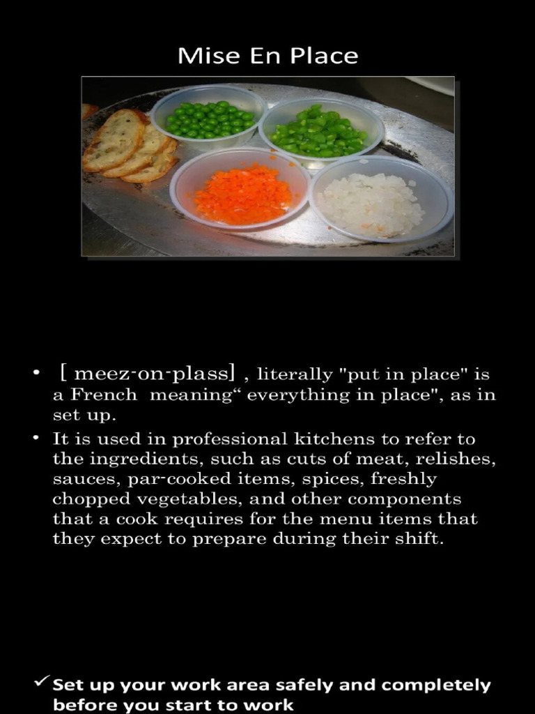 Lesson 2 Mise en Place | PDF | Equipment
