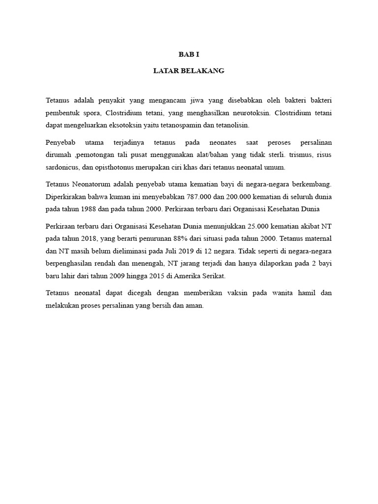 Tetanus Neonatorum: Kasus dan Penanganan | PDF