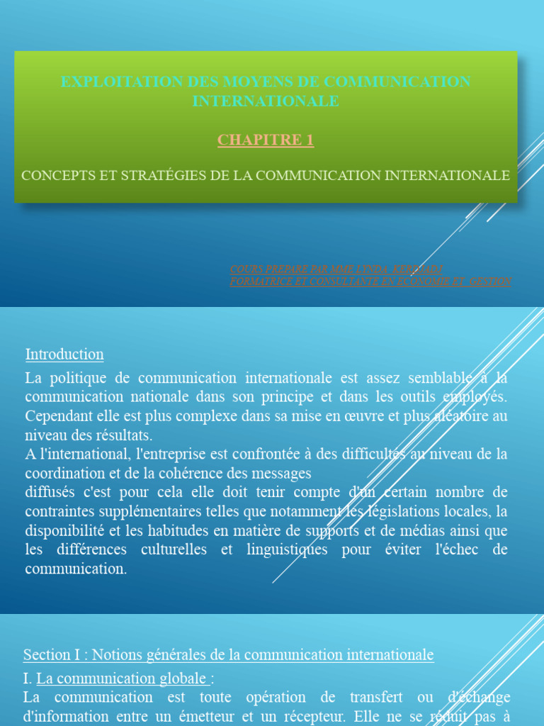 Exploitation Des Moyens de Communication Chapitre 1 | PDF | la communication | Publicité