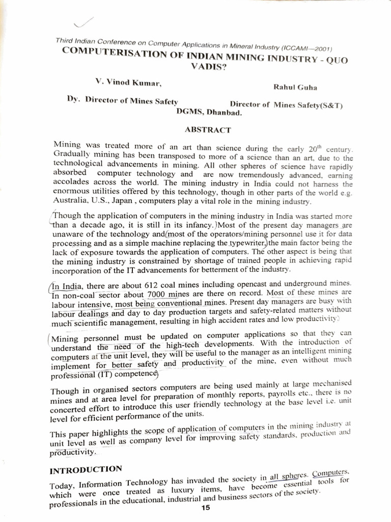 Computer Applications in Mining | PDF | Mining | Information