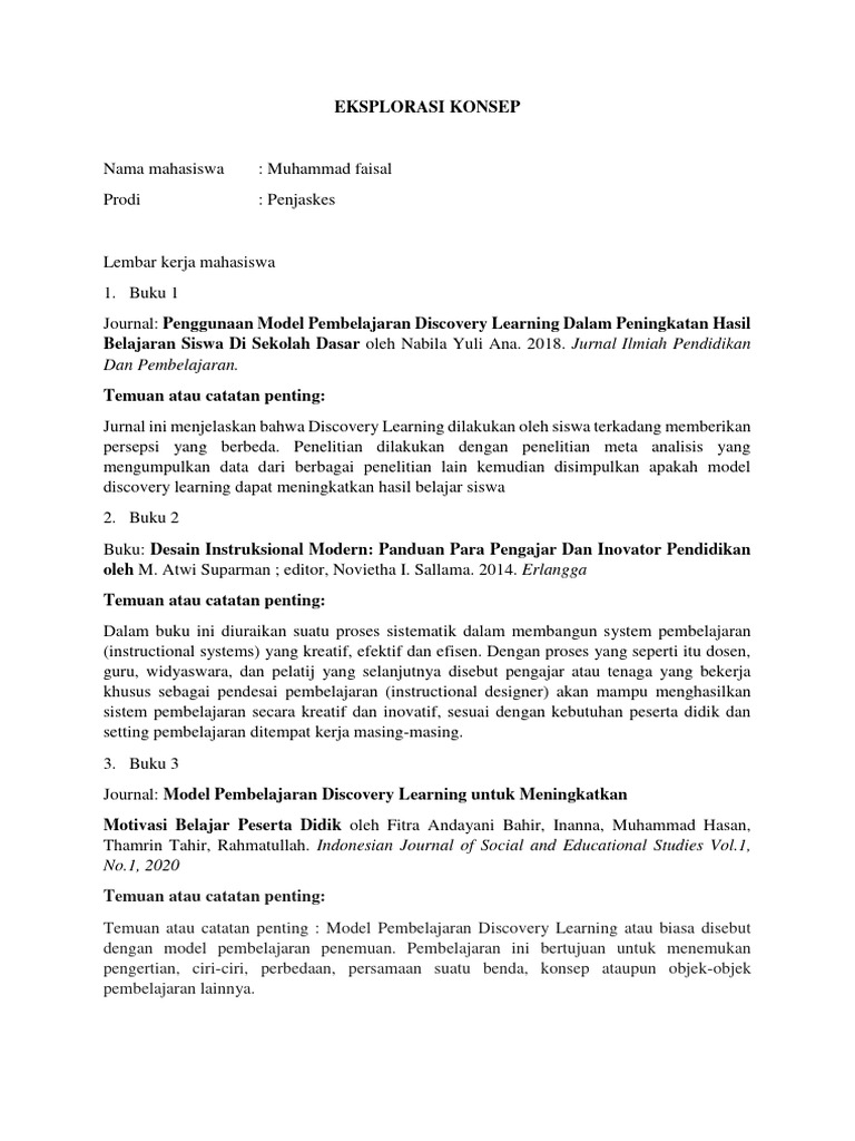 Eksplorasi Konsep Discovery Learning | PDF