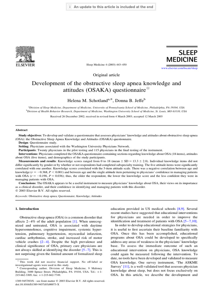 V4I5 Development of The Obstructive Sleep Apnea Knowledge and Attitudes ...