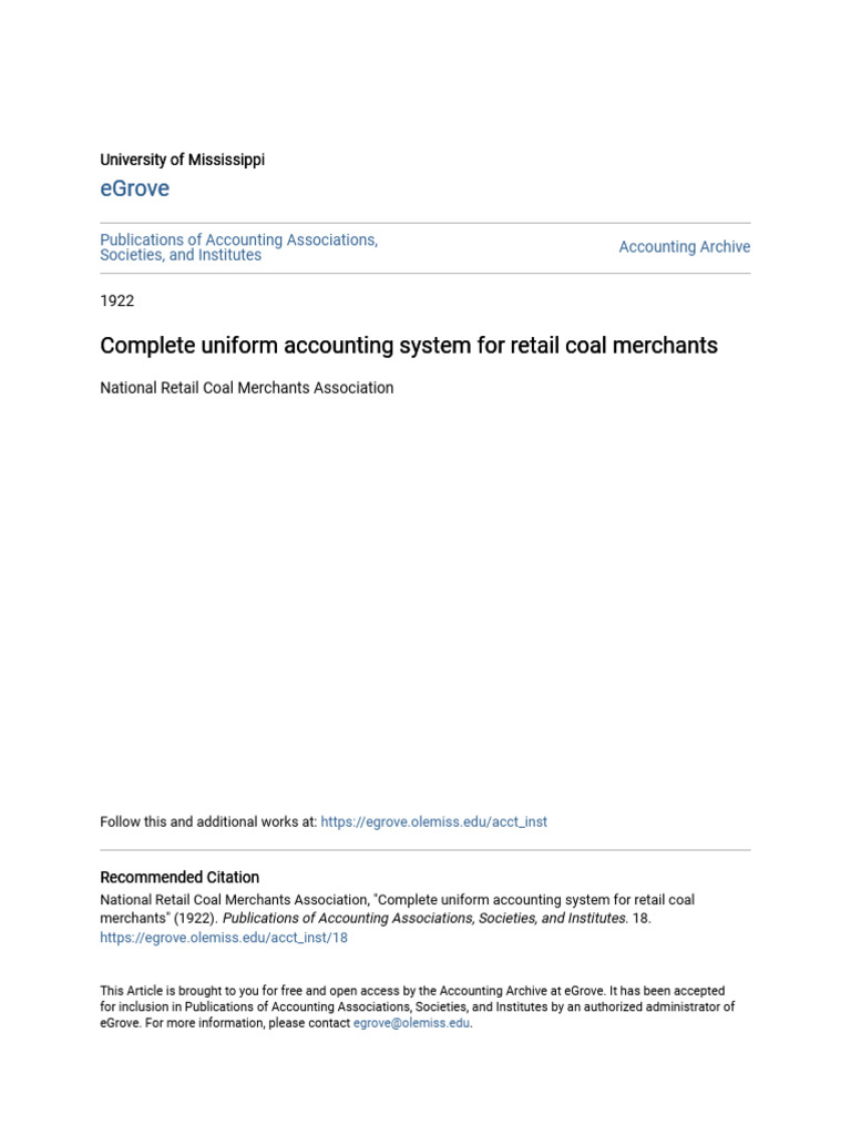 Complete Uniform Accounting System For Retail Coal Merchants | PDF ...