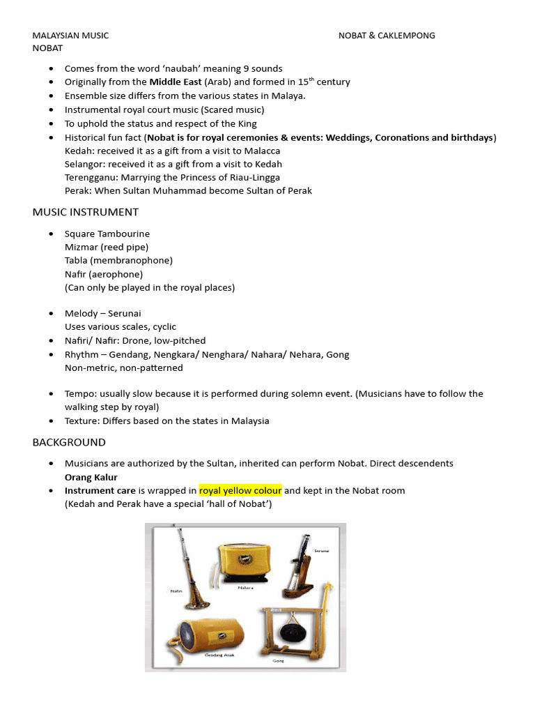 Malaysian Nobat & Caklempong Music | PDF | Performing Arts | Music Theory