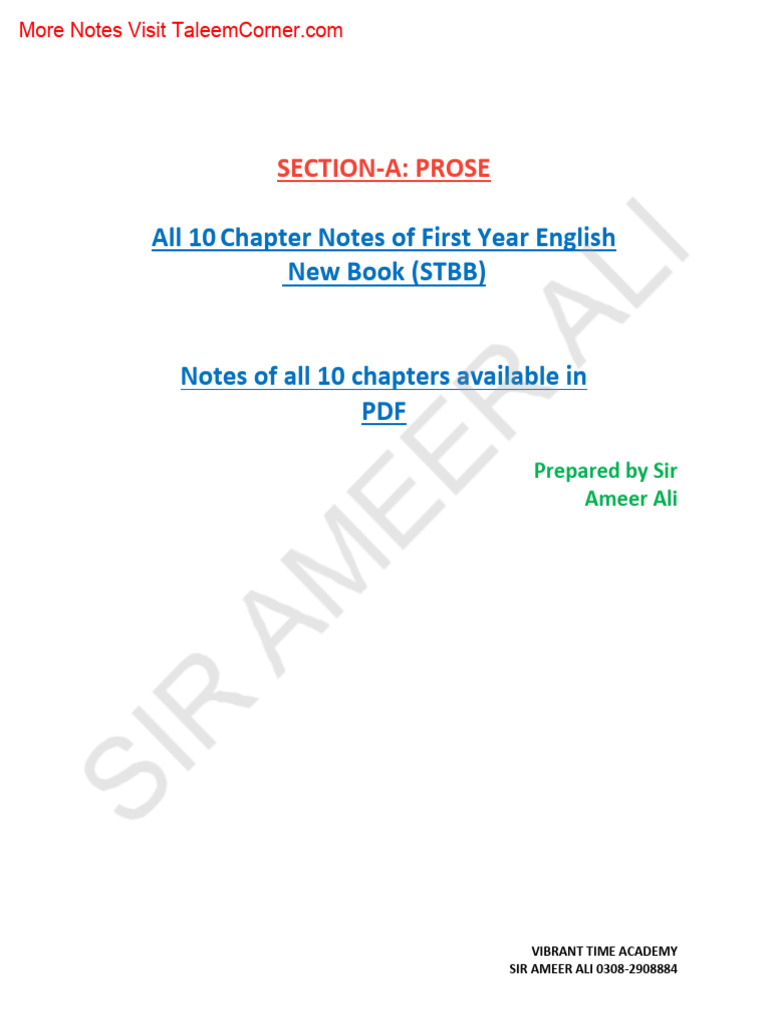 Class 11 English All Chapter Complete Notes | PDF | Telecommunications ...