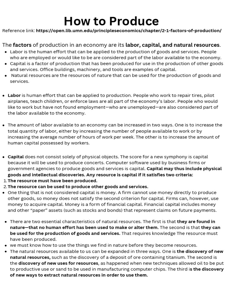 How To Produce | PDF | Labour Economics | Capital (Economics)