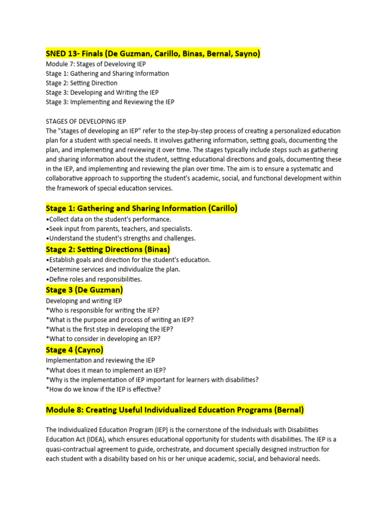 SNED 13 Report | PDF | Individualized Education Program | Cognitive Science
