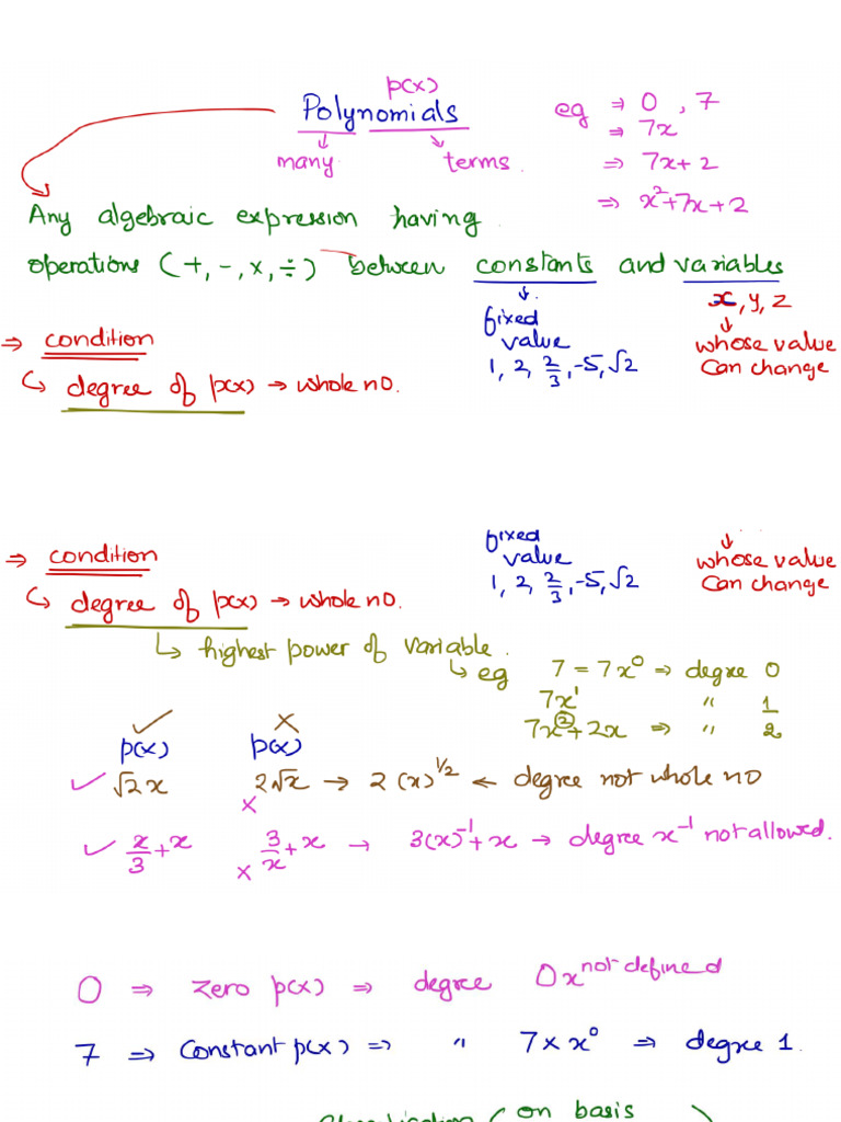 Polynomials, Class 9, CBSE | PDF