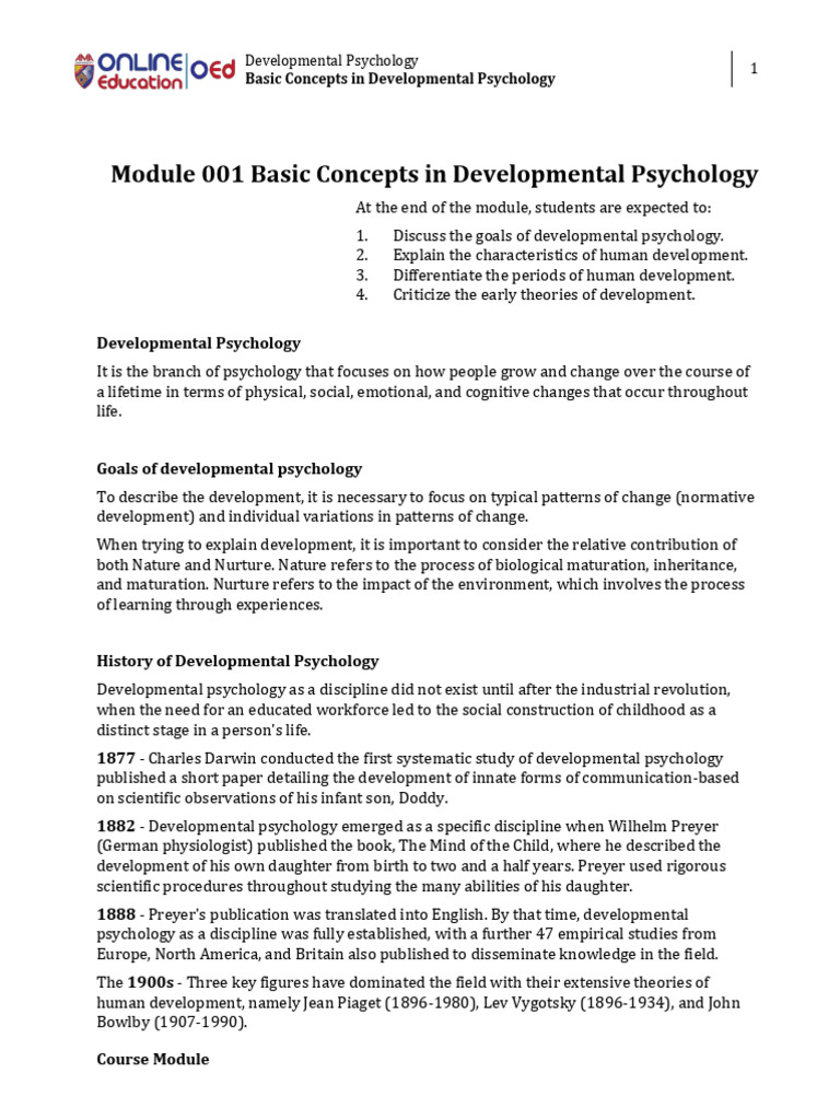 PSYC201 (Basic Concept 1) | PDF | Developmental Psychology | Psychology