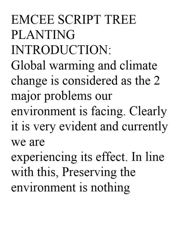 EMCEE SCRIPT TREE PLANTING | PDF