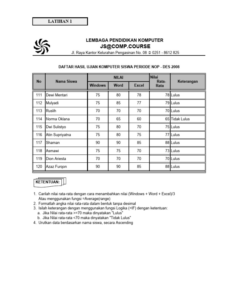 Latihan Excel 2 | PDF