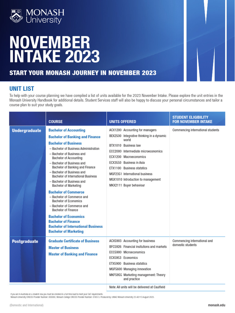 23 AS113 Nov Intake Uni List 2023 Flyer A4 - v2 | PDF | Economics ...