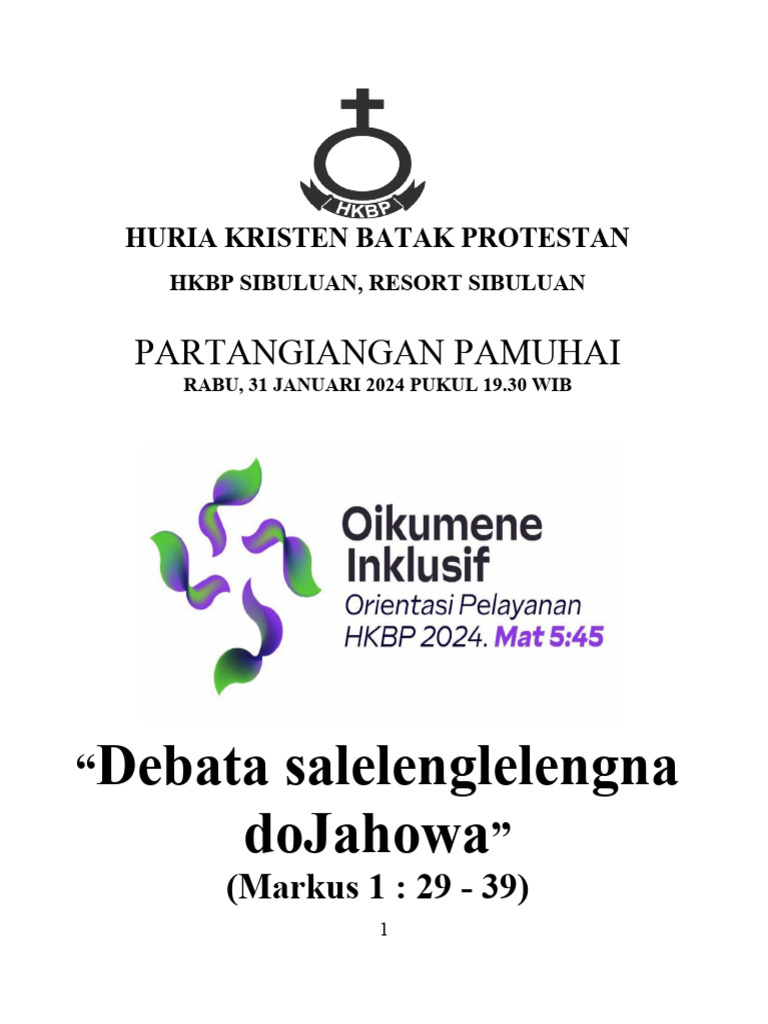 Tangiang Pamuhai di HKBP Sibuluan | PDF | Seni & Disiplin Bahasa ...