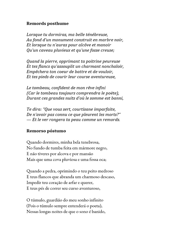 Poemas de Baudelaire: Remorso e Spleen | PDF