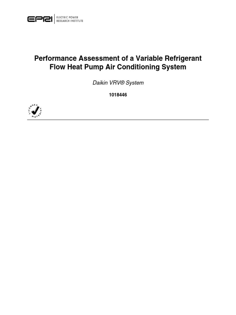 Performance Assessment of A Variable Refrigerant Flow Heat Pump Air ...