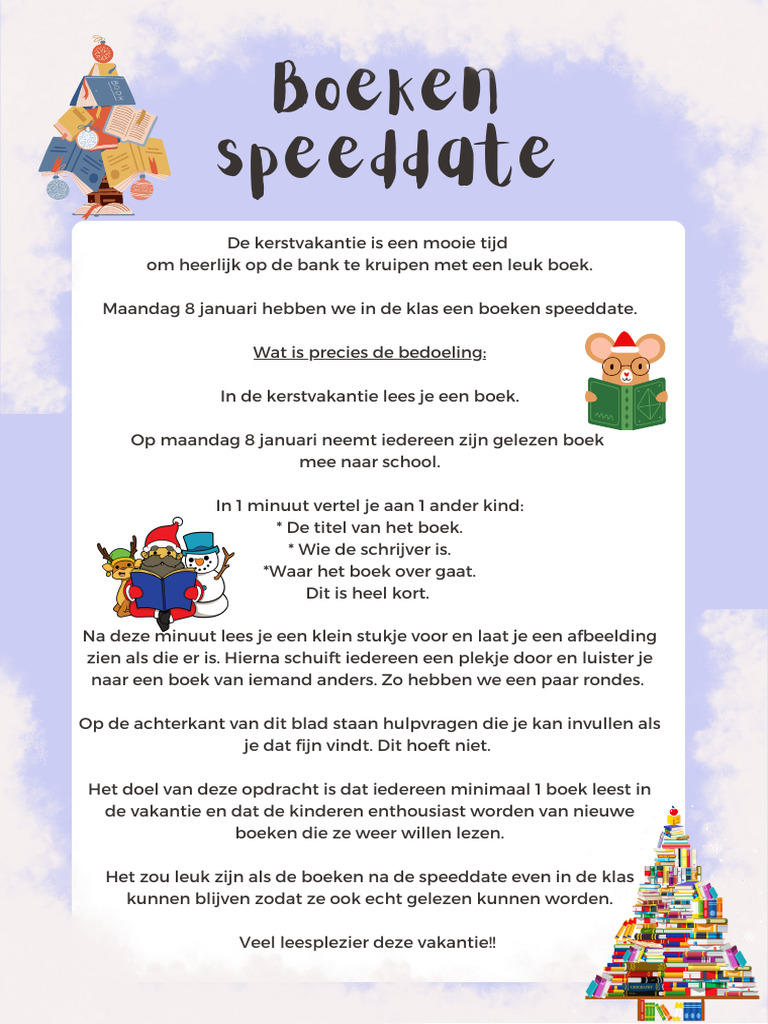 Speeddate Boeken Kerstvakantie | PDF