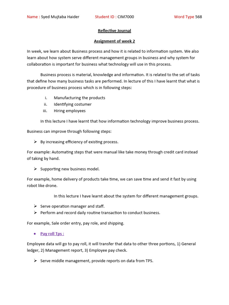 Week 2 Assignment | PDF | Collaboration | Business
