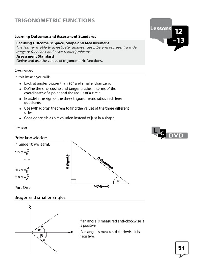 GR11 - BasicTrig - Angles Greater Than 90 | PDF | Trigonometric Functions | Mathematical Objects