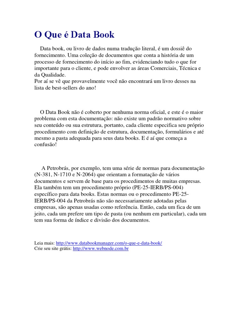 O Que É Data Book | PDF | Livros | Informática
