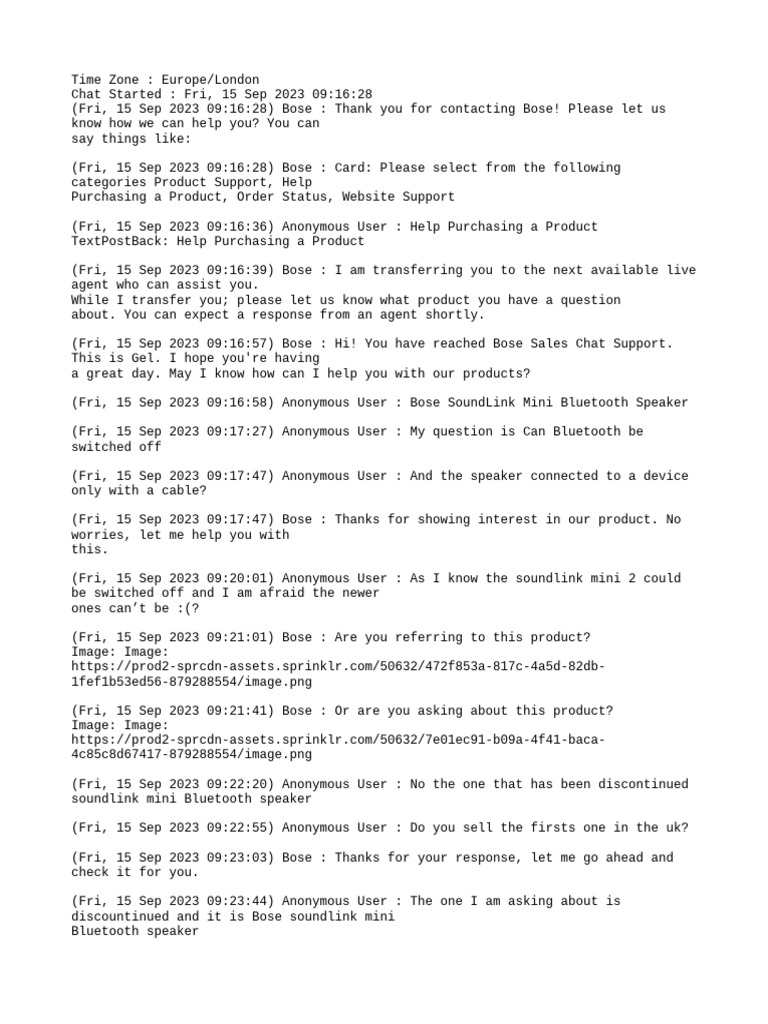 Chat Transcript | PDF