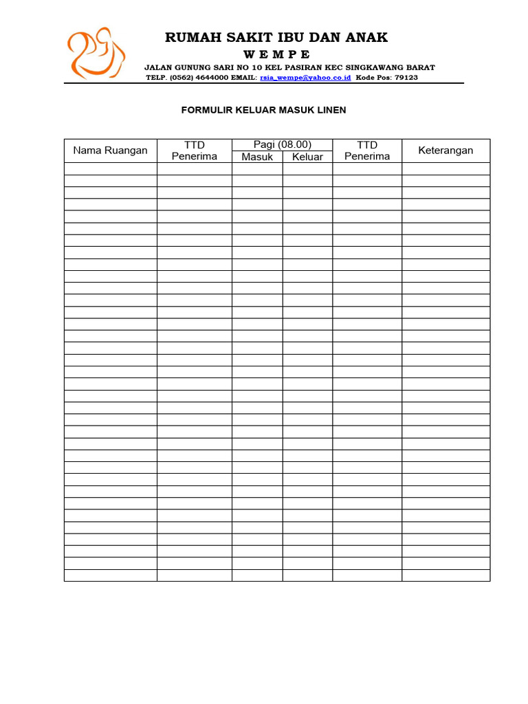 Formulir Keluar Masuk Linen | PDF