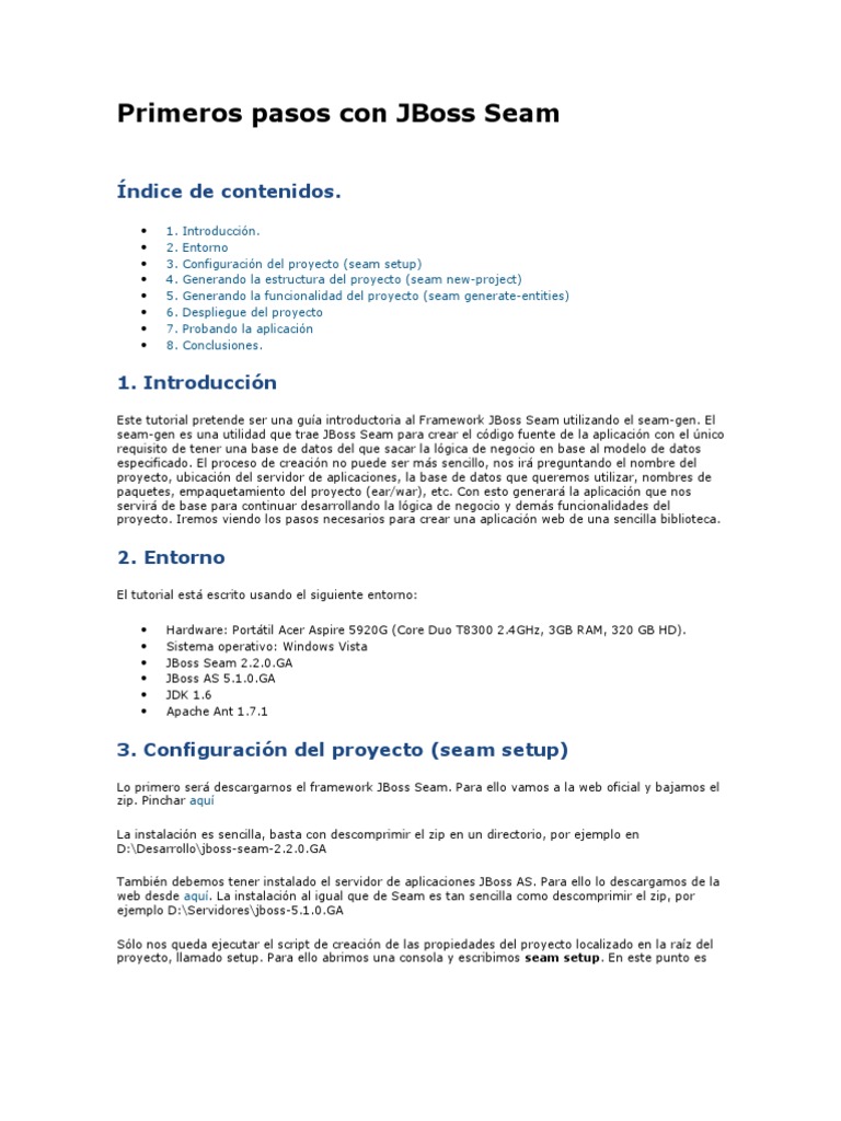 Primeros Pasos Con JBoss Seam | PDF | Servidor web | Internet y web