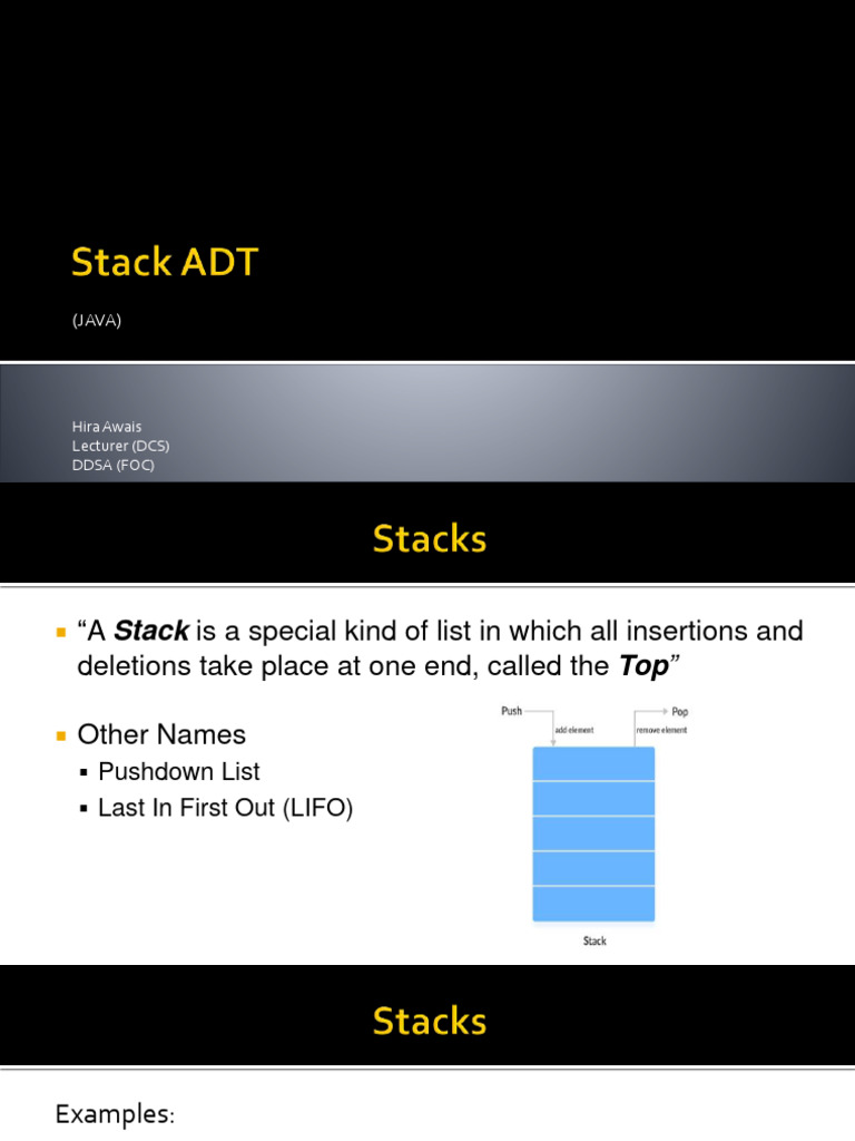 Stack ADT Java | PDF | Data Management | Information Technology