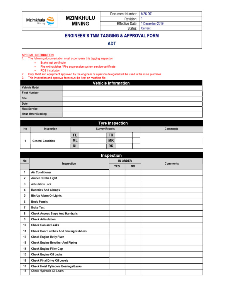 MZK001 - ADT Tagging Inspection | PDF | Car Body Styles | Vehicles