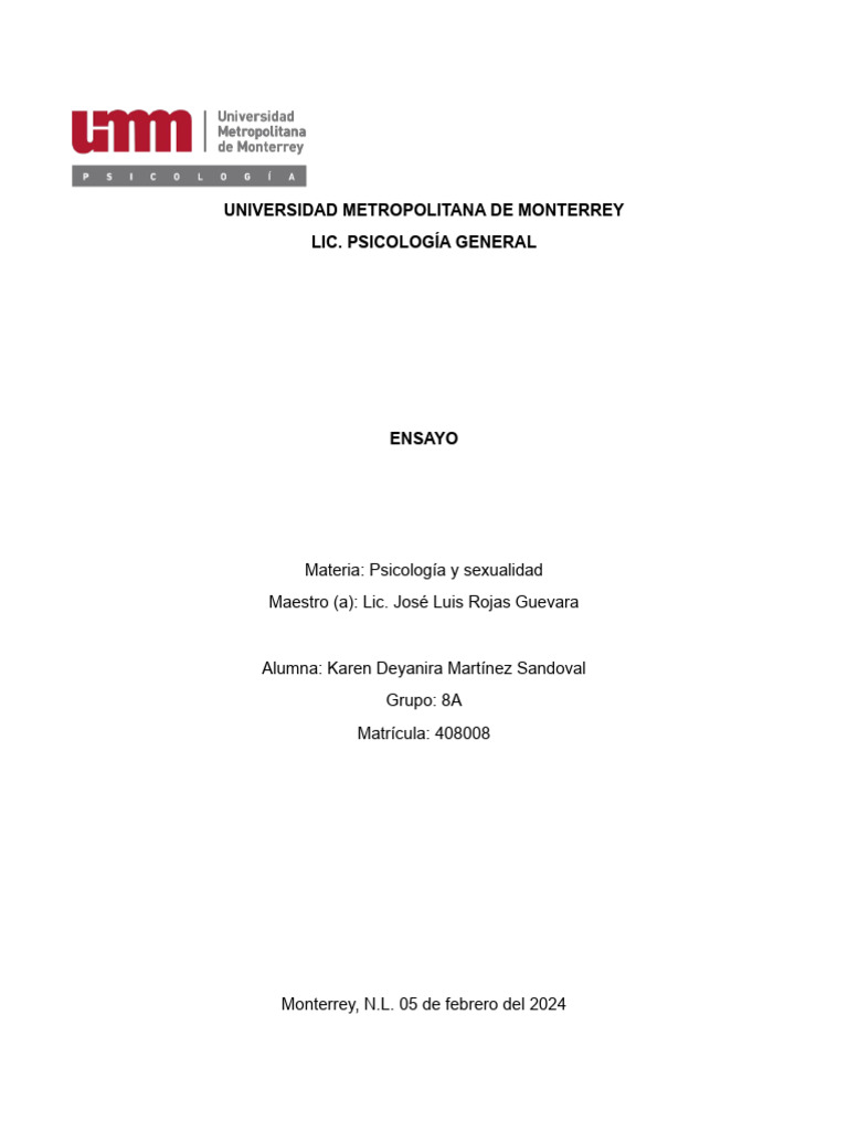 Ensayo Karen MTZ 408008 | Descargar gratis PDF | La sexualidad humana ...