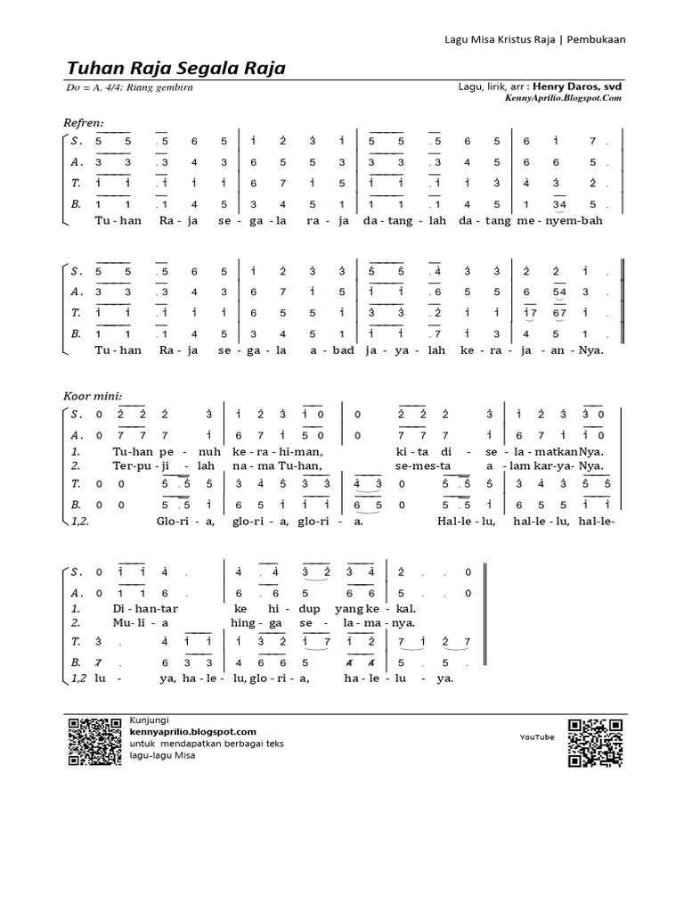 Lirik Lagu Tuhan Raja Segala Raja | PDF
