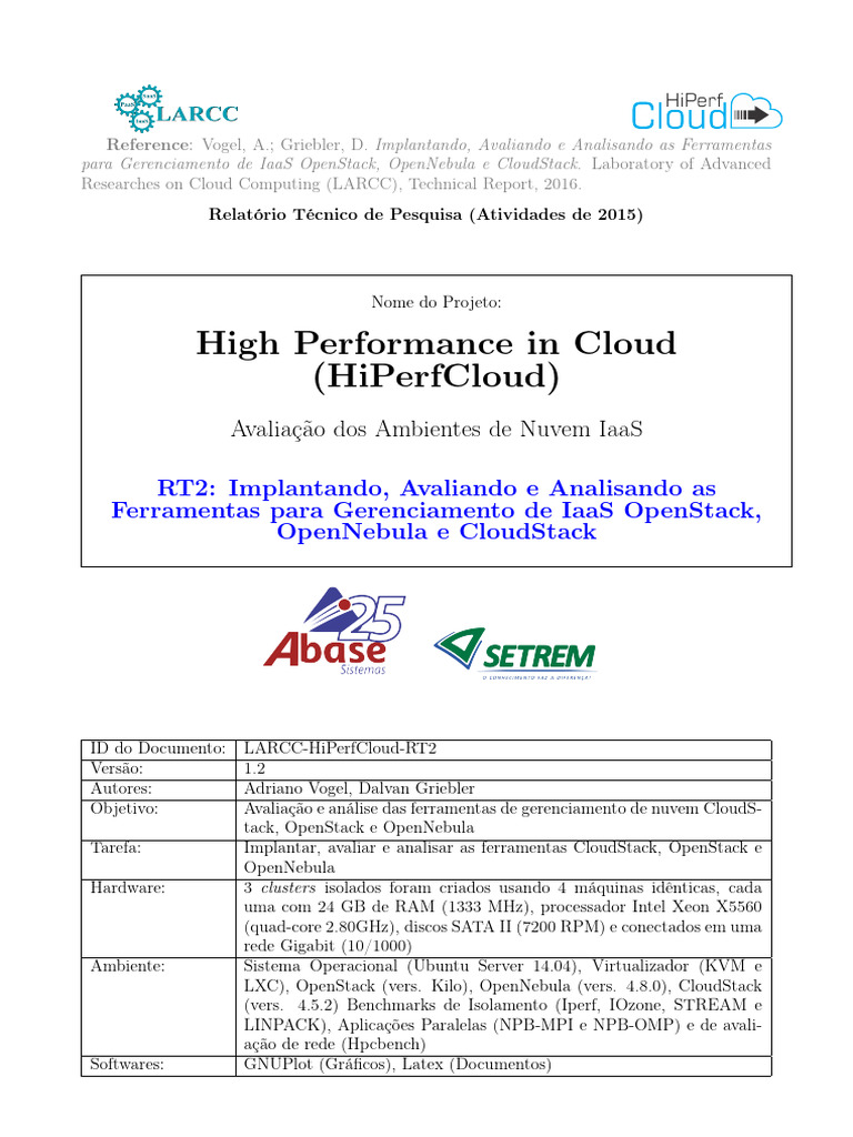 Análise de Ferramentas IaaS: OpenStack, CloudStack, OpenNebula | PDF ...