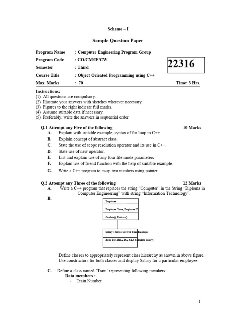 Sample-Question-Paper - Object-Oriented-Programming-using-C++ | PDF