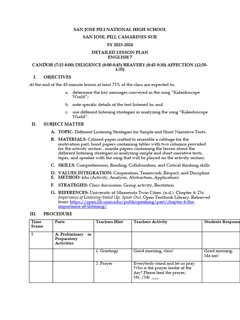 Different Listening Strategies | PDF | Narrative | Cognition