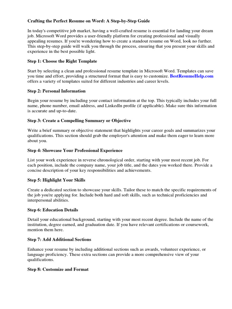 How To Do A Resume On Word | PDF | Résumé | Microsoft Word