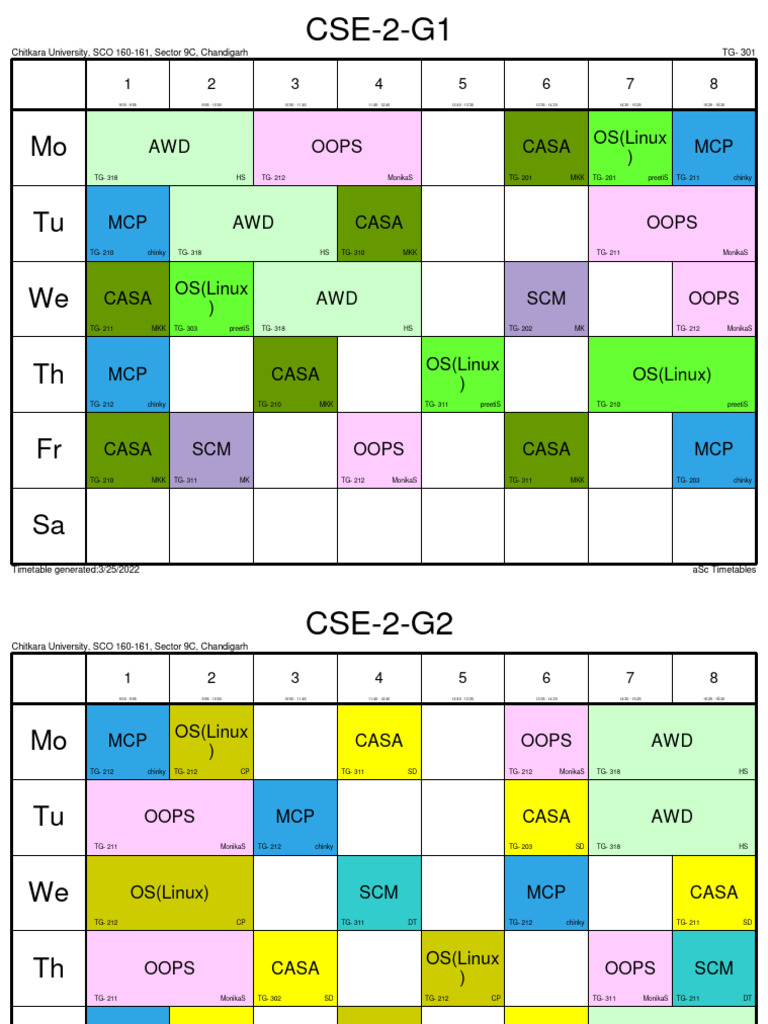 2nd Sem Time Table As On 25.03.2022 | PDF