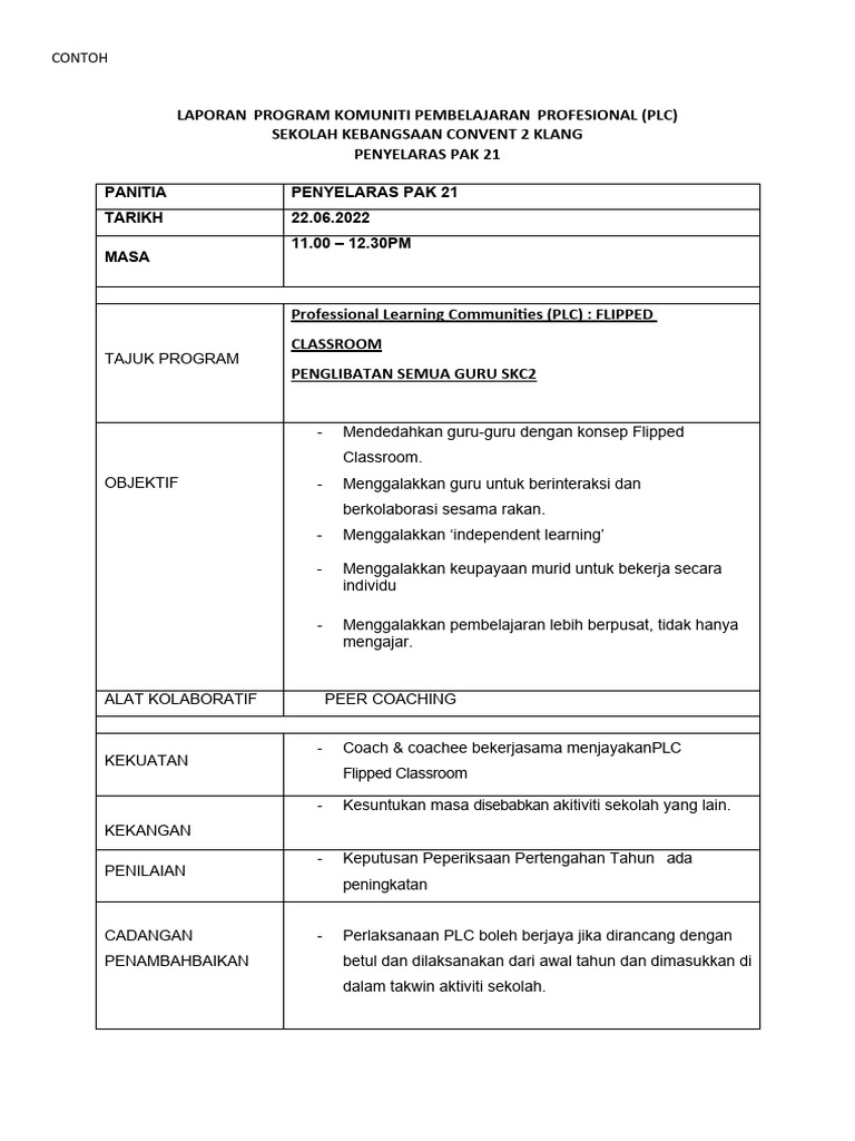 Laporan Plc Peer Coaching Pdf