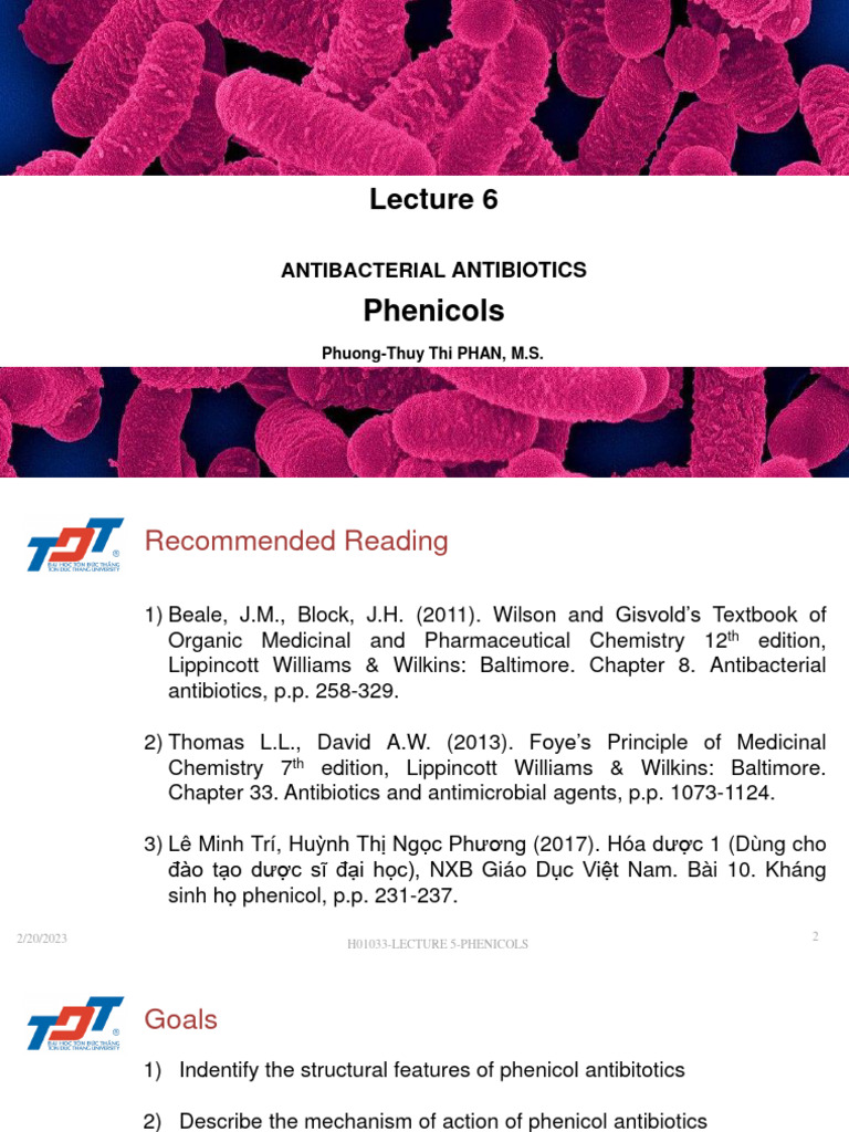 H01033-Hoá Dư C 1-Lecture 6-Phenicols | PDF | Medical Specialties ...
