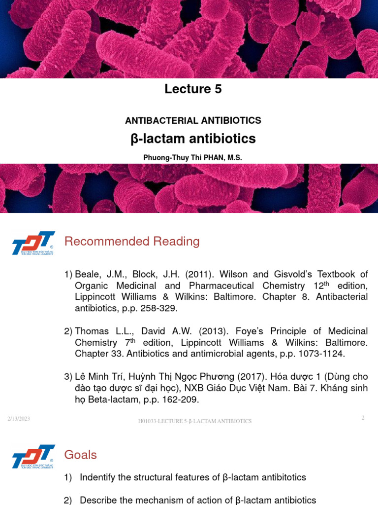 H01033-Hoá Dư C 1-Lecture 5-Beta-Lactam | PDF | Penicillin | Beta Lactamase