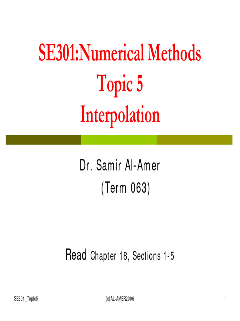 SE301 Topic5 Term063 | PDF | Interpolation | Mathematics