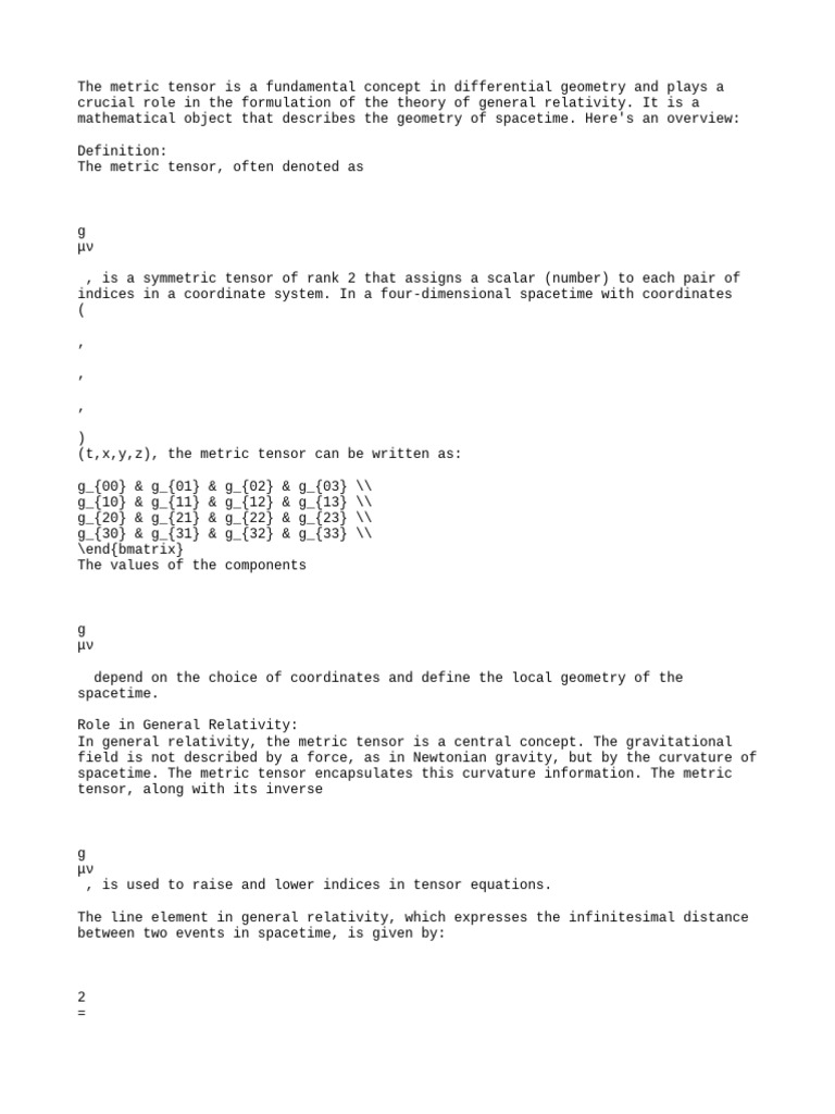 Metric Tensor Pdf
