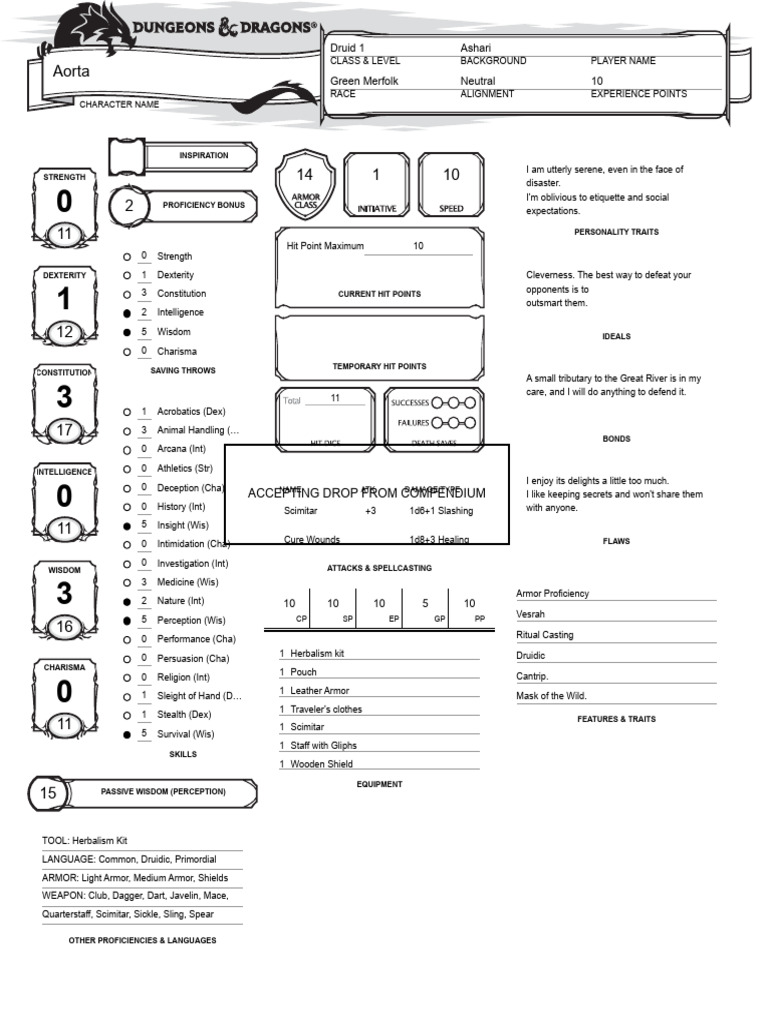 Aorta - Roll20 Characters | PDF